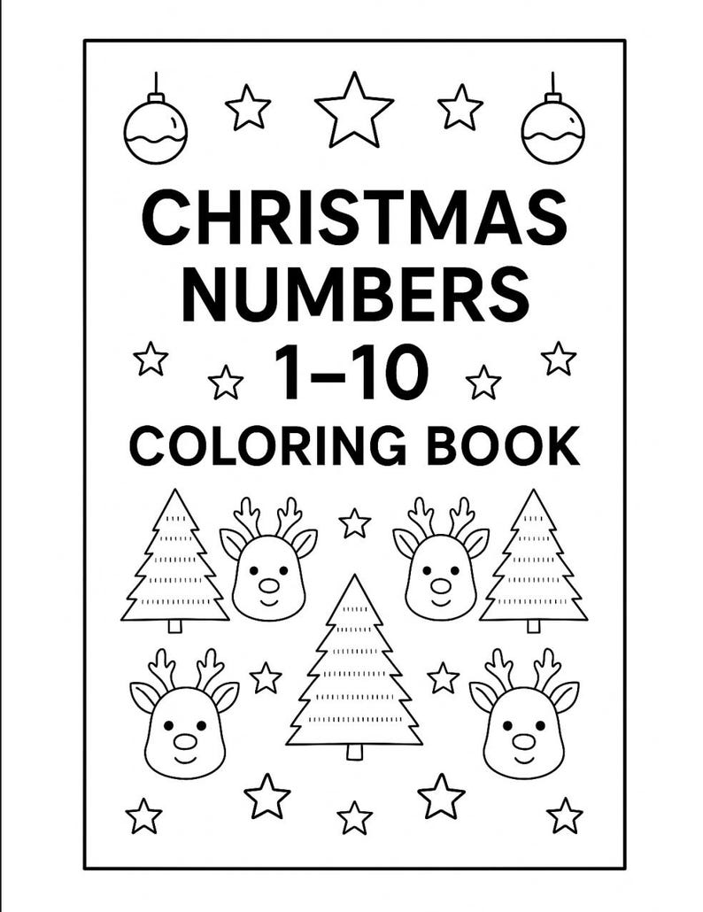 Christmas Coloring Book Numbers 1-10 - Etsy