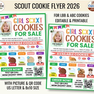 Editable Scout Cookie Sales Flyer 2026 Cookie Season Poster LBB & ABC ...
