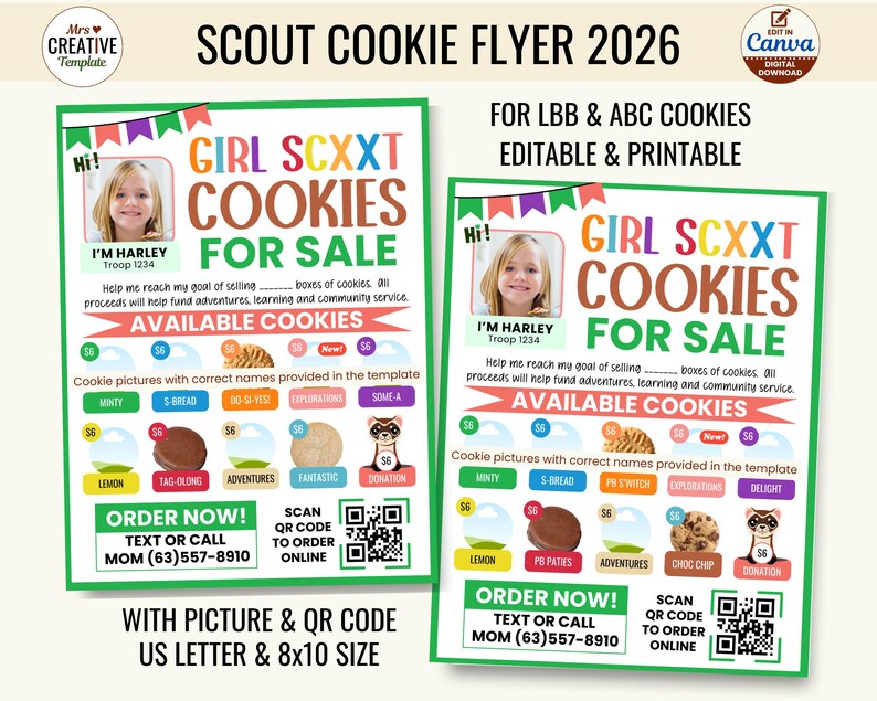 Editable Scout Cookie Sales Flyer 2026 Cookie Season Poster LBB & ABC ...