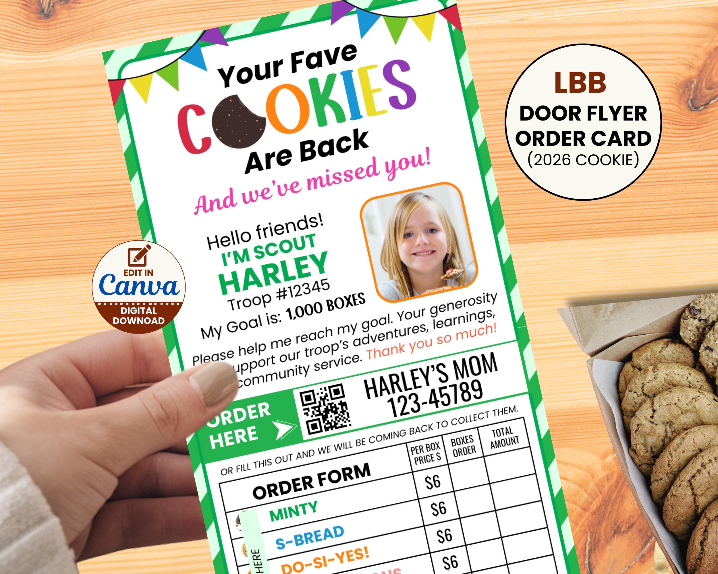 LBB Cookie Door Flyer With Order Card Editable, 2026 Scout Cookie Sales ...
