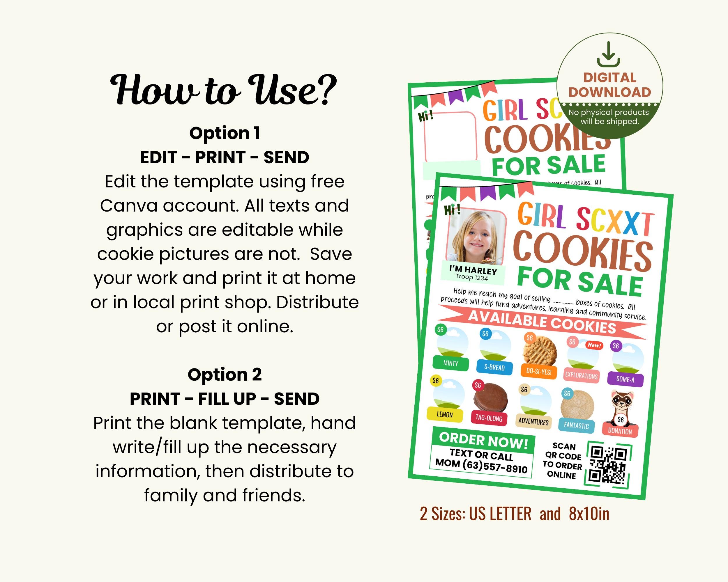 Editable Scout Cookie Sales Flyer 2026 Cookie Season Poster LBB & ABC ...