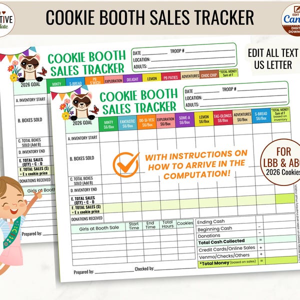 2026 Cookie Booth Sheets - Etsy