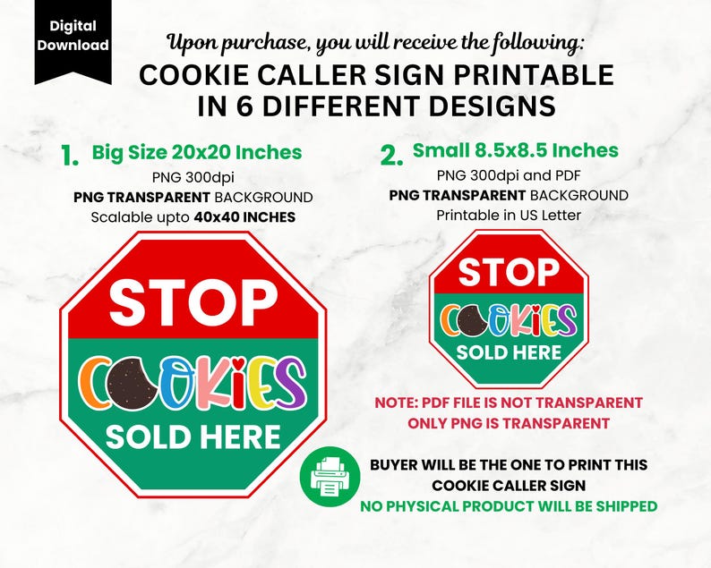 Scout Cookie Booth Display Sign, Stop for Cookie Caller Sign PNG PDF ...