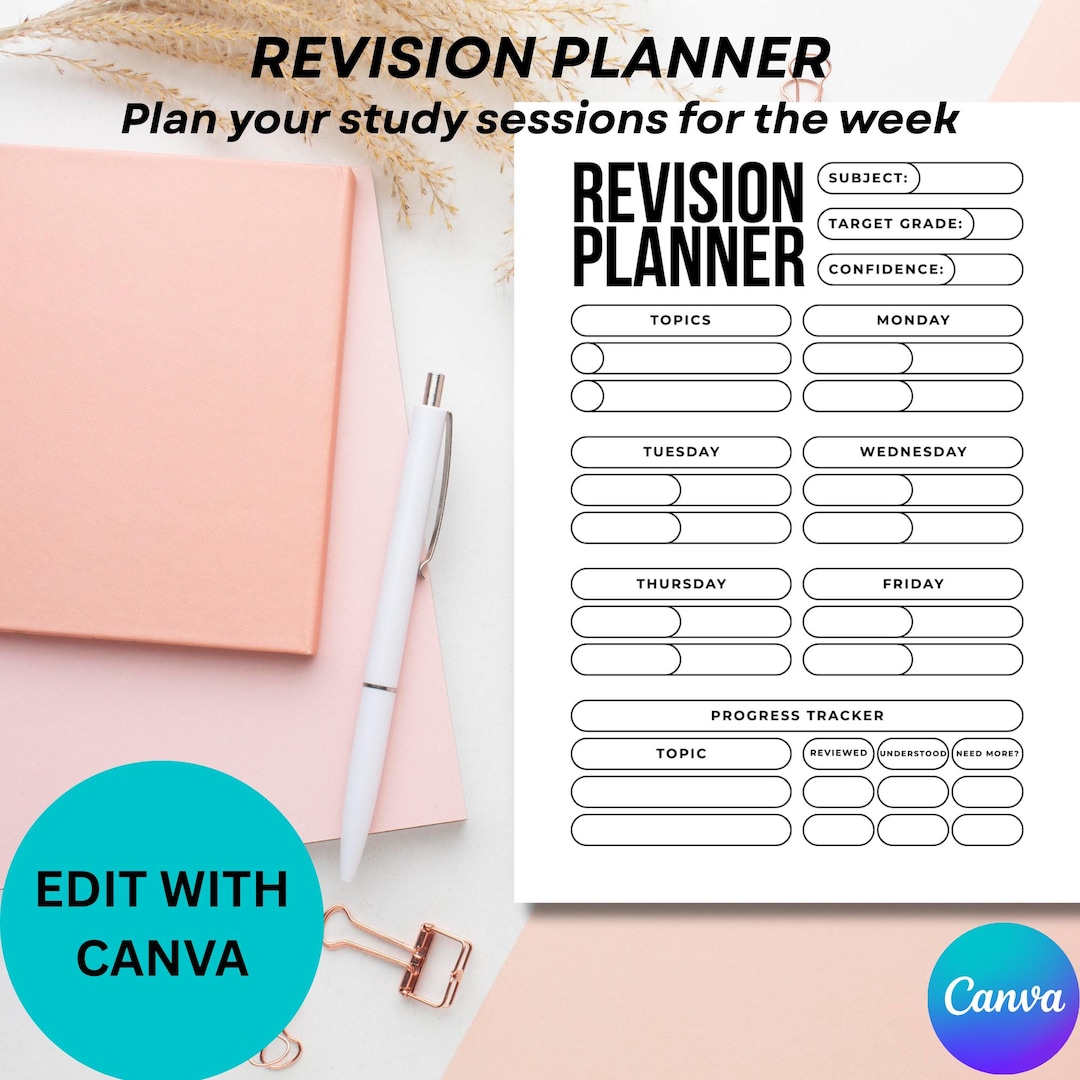 Study Planner | Revision Editable Planner PDF | Student Revison ...