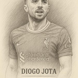 Diogo Jota Pencil Drawing Printable Wall Art Digital Download - Etsy