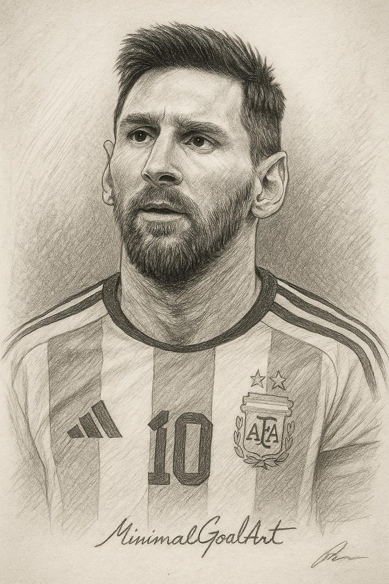Lionel Messi Pencil Drawing – Realistic Sketch Art Print, Digital ...