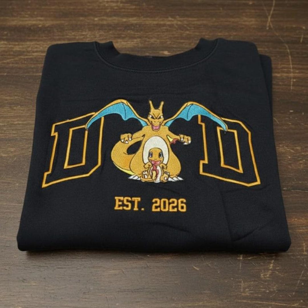 Embroidered Custom Pokedad Character Hoodie, Cute Poke Dad Characters ...