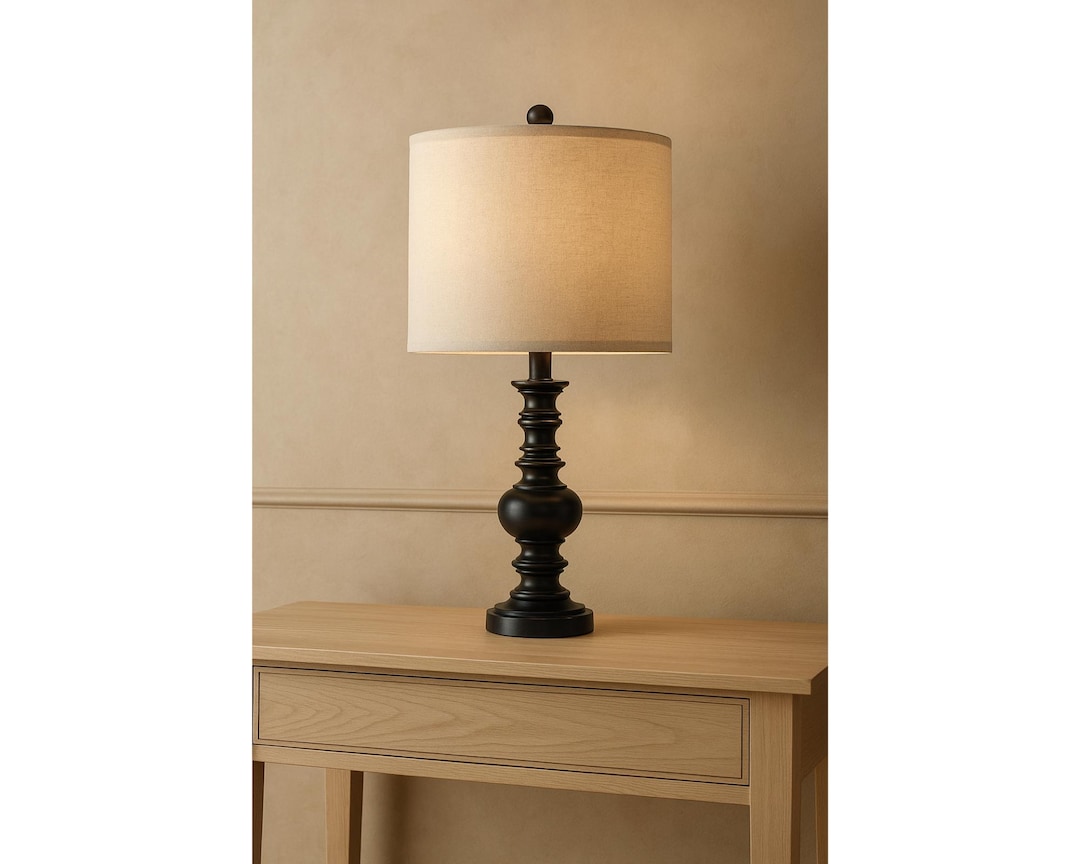 Rustic Table Lamp Set – Vintage Farmhouse Bedside Lamps With Linen ...