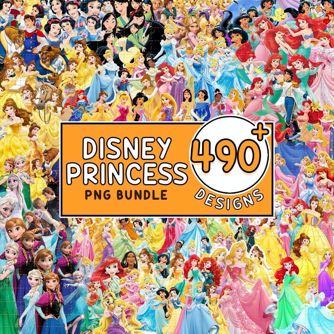 Mega Bundle Princess Png | Rapunzel Elsa Cinderella Tiana Belle Ariel ...
