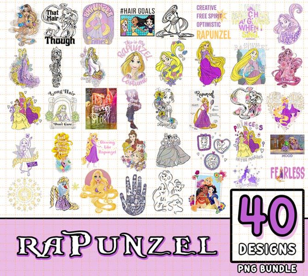 Rapunzel 40 Designs Bundle Png | Rapunzel Princess Png | Tangled Movie ...