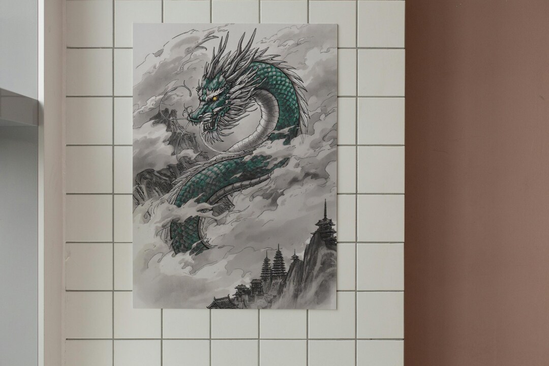 Japanese Dragon Wall Art Printable Poster, Digital Download, 3x4 Ratio ...