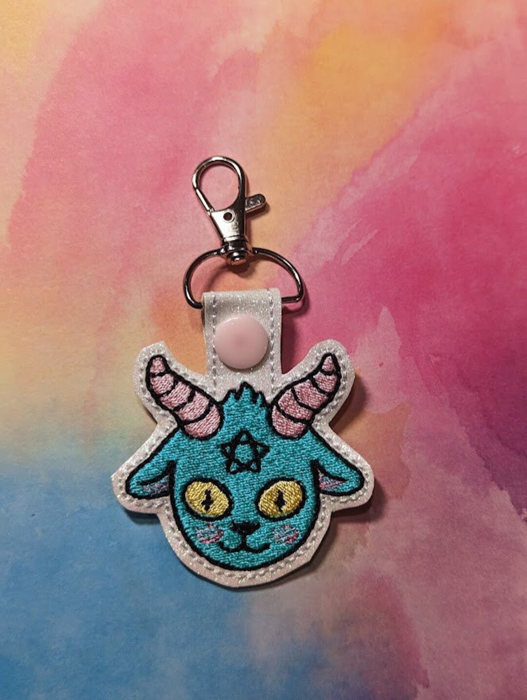 Goat With Horns Keychain Baphomet Kawaii Goth Occult Pagan Key Chain ...