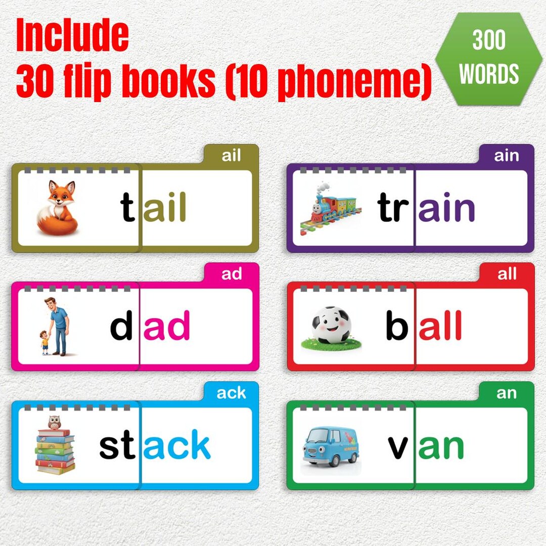 Phonics Flip Book Printable: CVC Word Family, Reading Practice (PDF ...