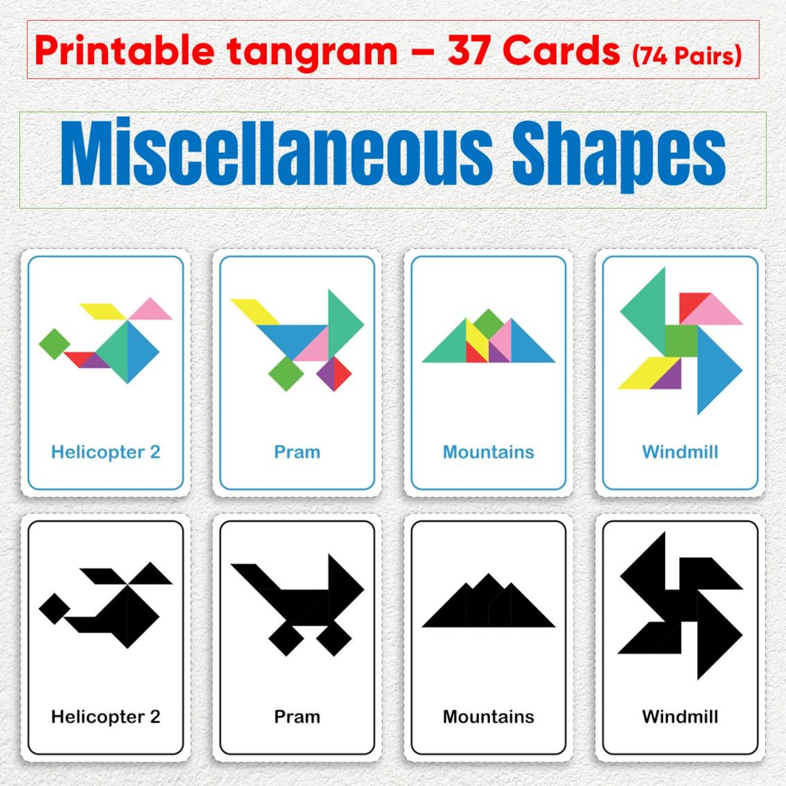 Printable Tangram Puzzle Cards – STEM Brain Game (digital Download) - Etsy