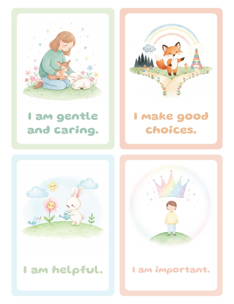 Watercolor Affirmation Cards for Kids – 32 Printable Montessori ...