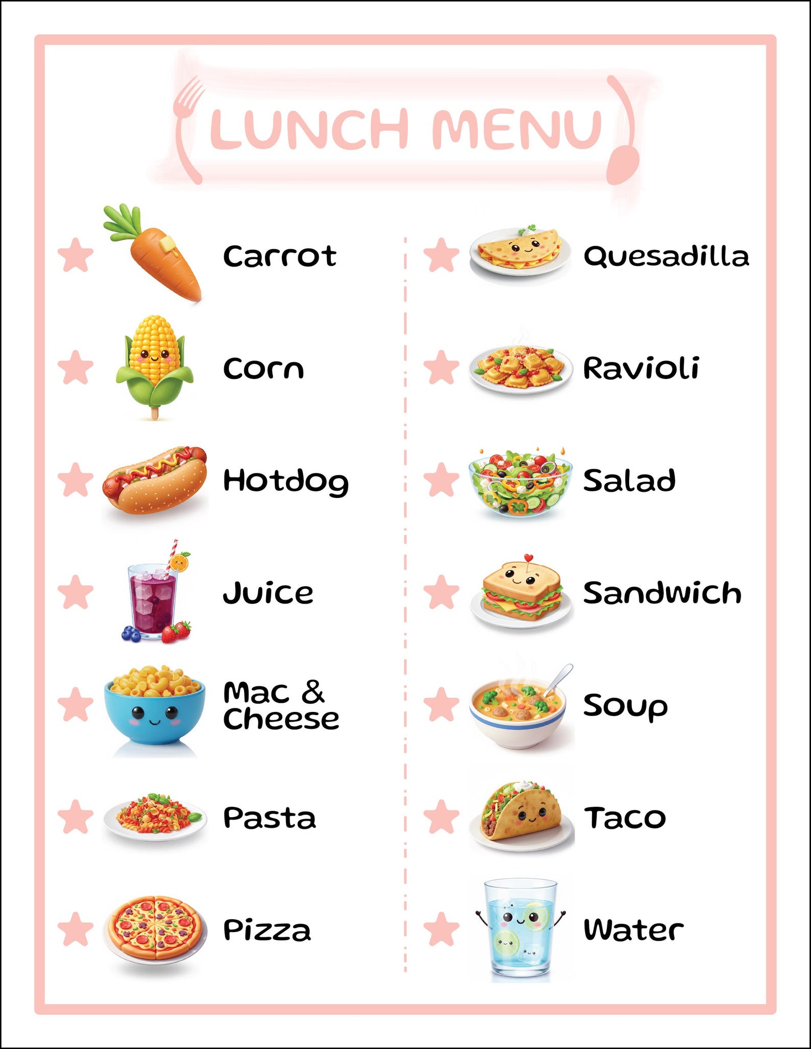 Pretend Play Restaurant Set – Printable Menus, Order Forms, Food Cards ...