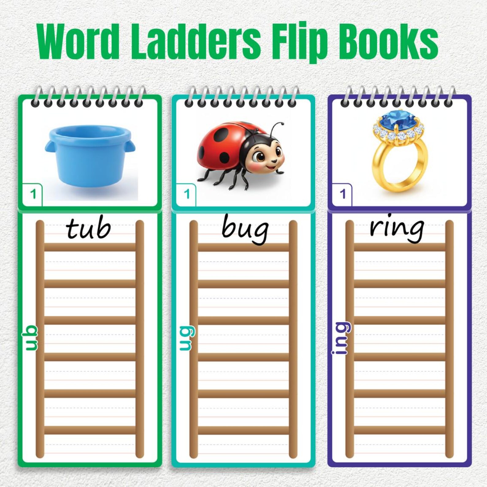 Phonics Word Ladders Flip Books, Kindergarten Reading Games (digital ...