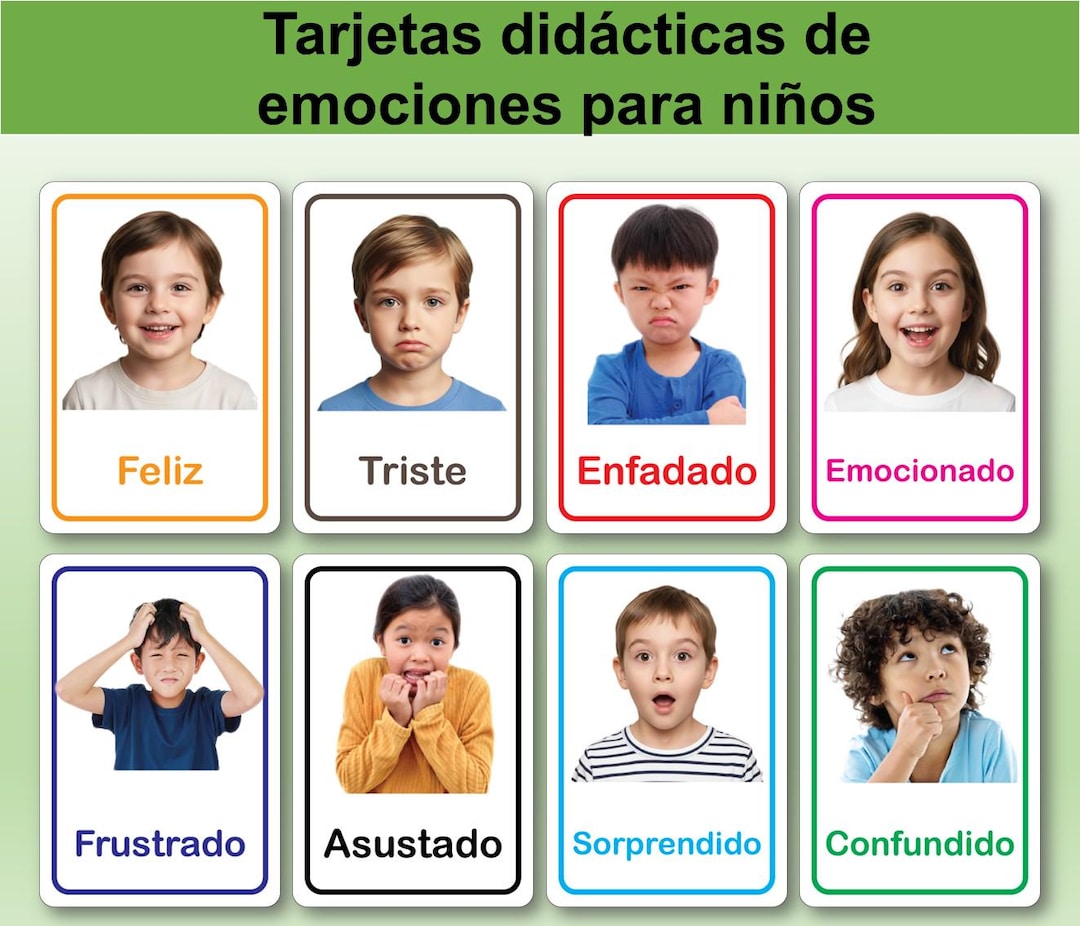 Tarjetas Didácticas De Emociones Para Niños: Expresiones Faciales ...