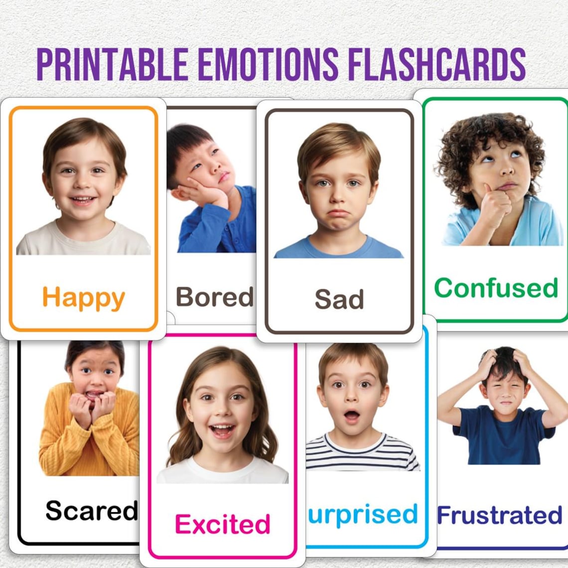 Kids Emotion Flash Cards – Real Facial Expressions, Social Skills ...