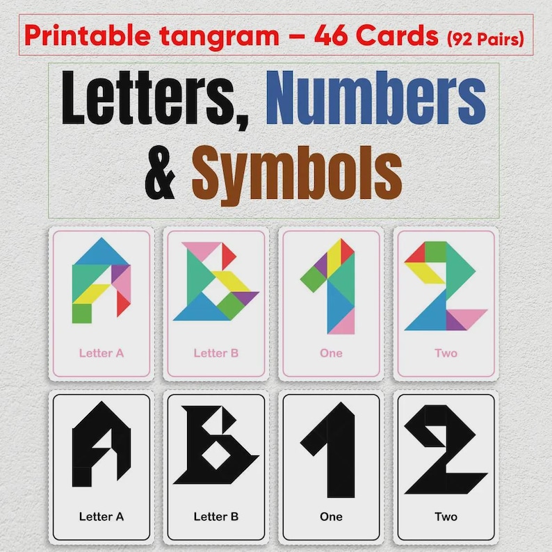 Printable Tangram Puzzle Cards – Shapes, Animals, Objects (digital ...