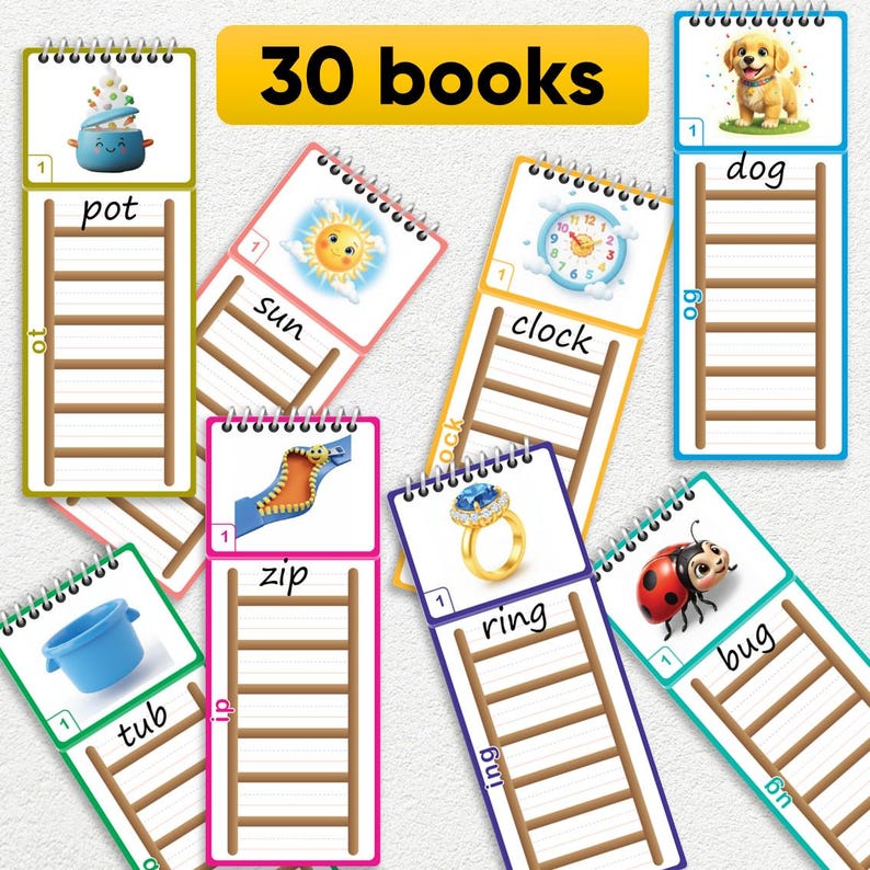 Phonics Word Ladders Flip Books, Kindergarten Reading Games (digital ...