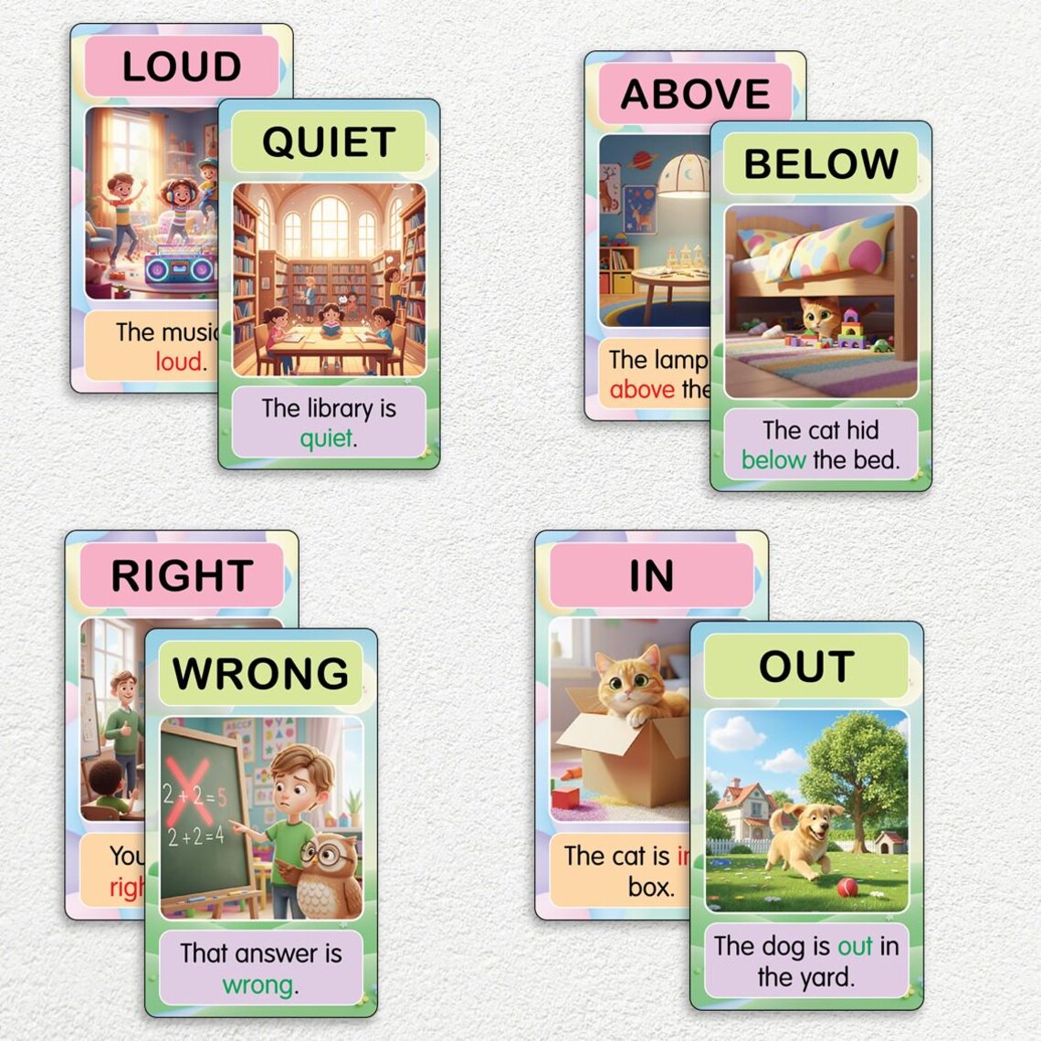 Opposites Words Activity for Preschool Learning, First Words Flash ...