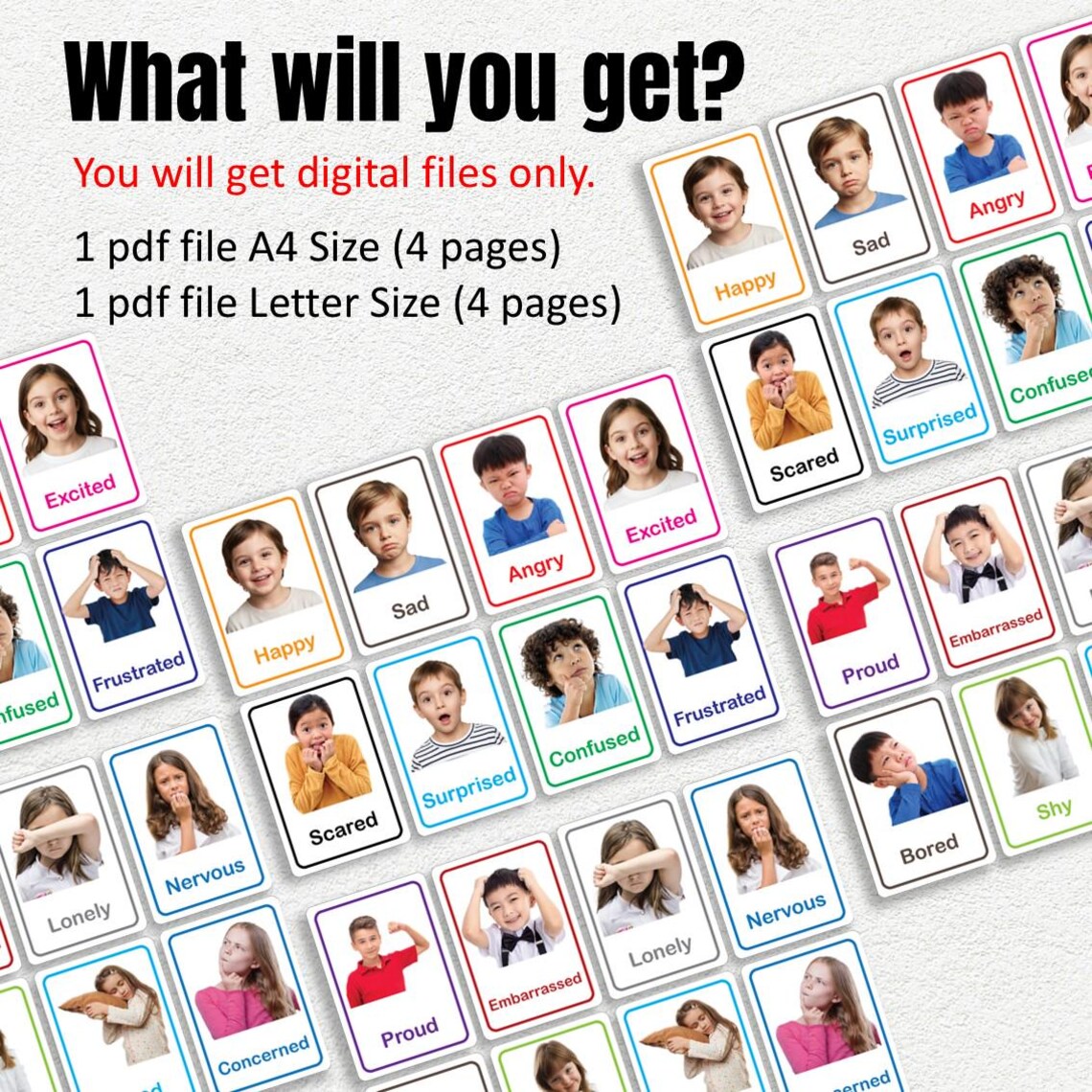 Kids Emotion Flash Cards – Real Facial Expressions, Social Skills ...