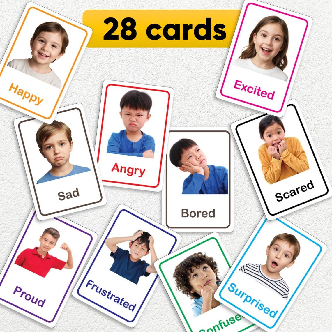 Kids Emotion Flash Cards – Real Facial Expressions, Social Skills ...