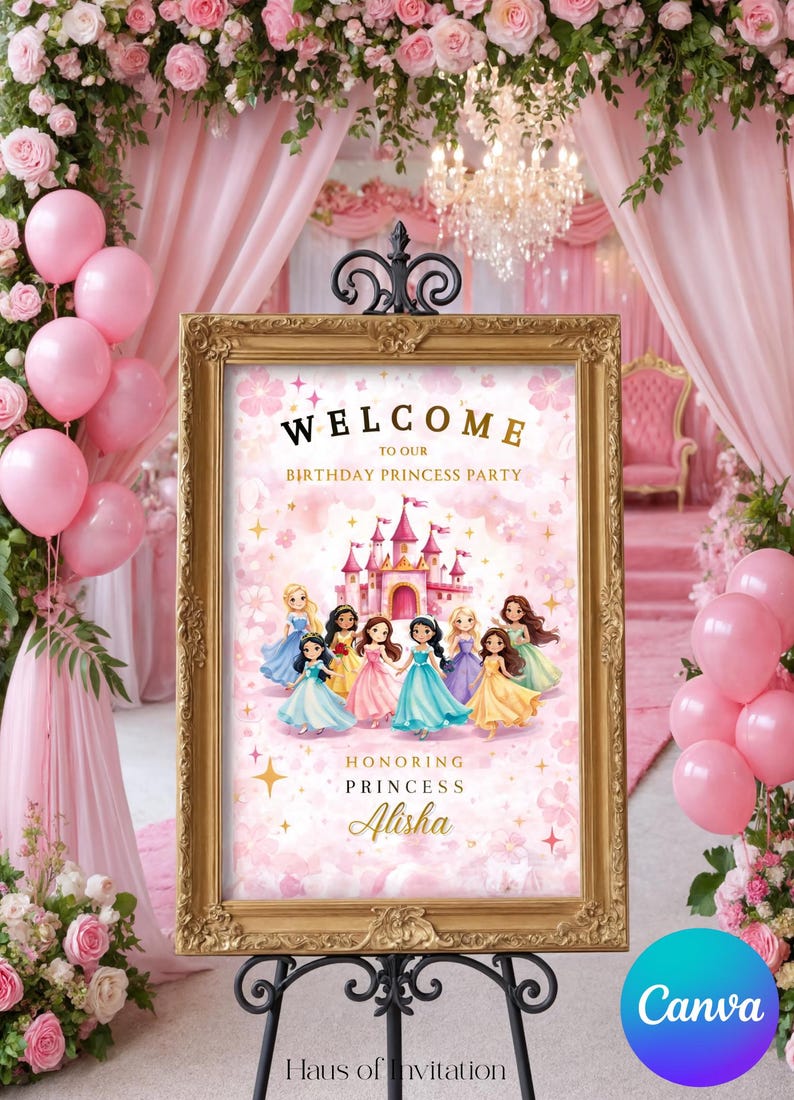 Princess Birthday Welcome Sign Printable | Fairytale Party Entrance ...