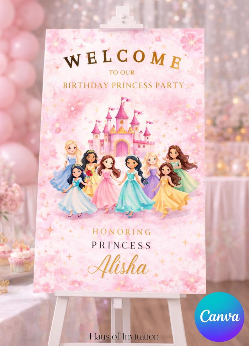 Princess Birthday Welcome Sign Printable | Fairytale Party Entrance ...