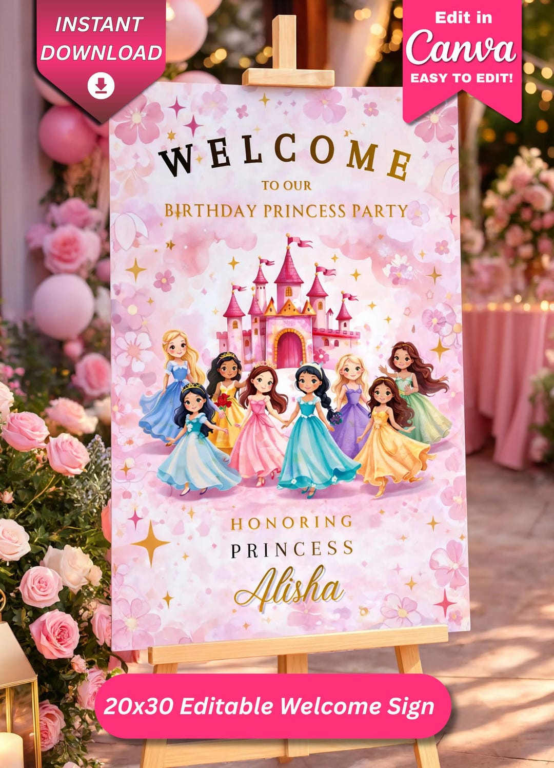 Princess Birthday Welcome Sign Printable | Fairytale Party Entrance ...
