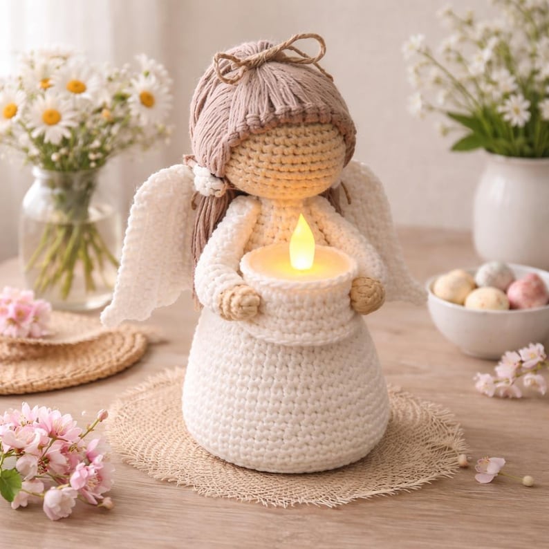 3 in 1 Bundle Angel Candle Holder Crochet Pattern | Christian Amigurumi ...