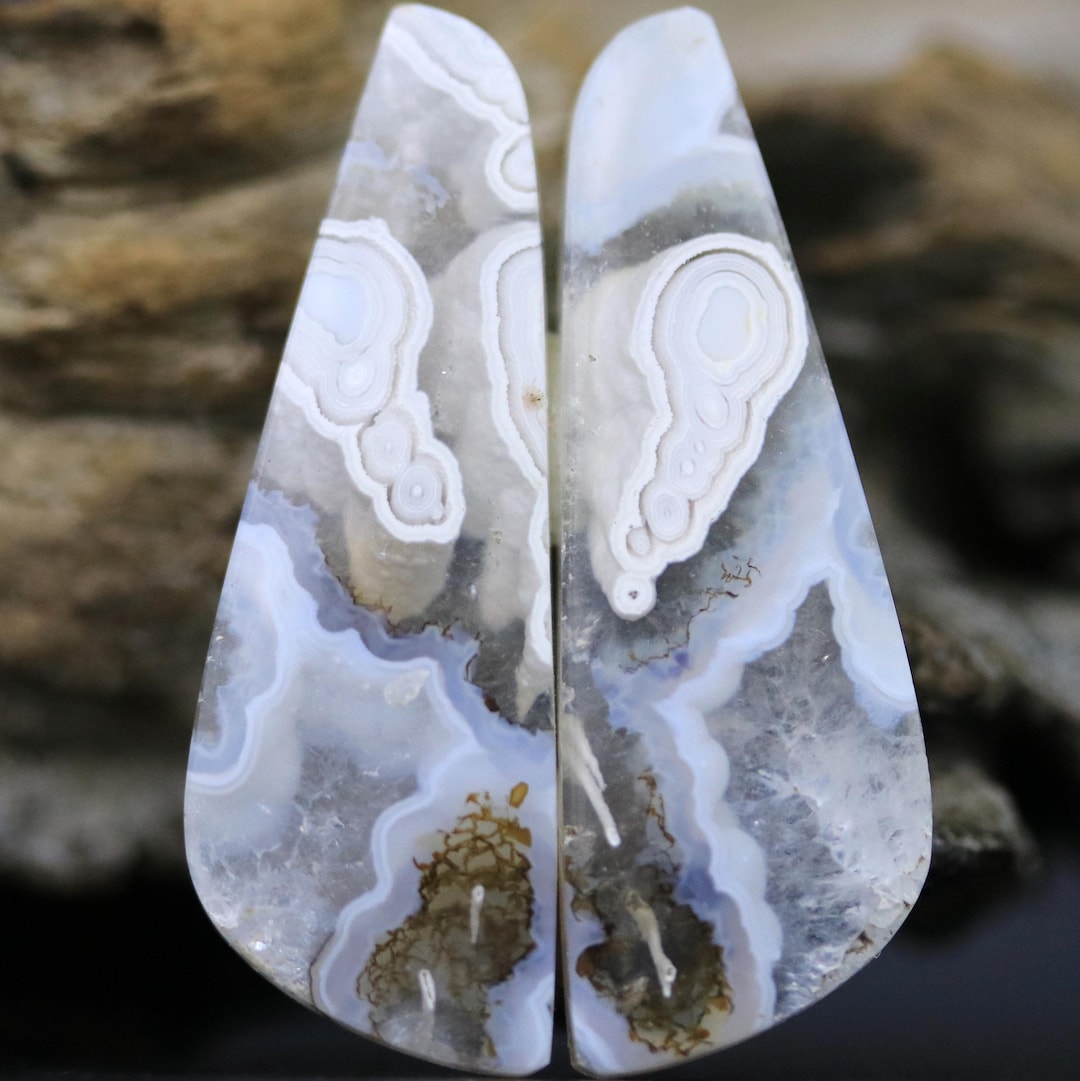 White Orbicular Agate Pair Beautiful Cabochon Set - Etsy