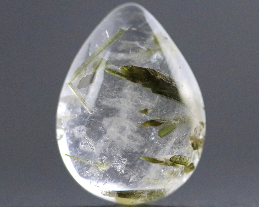 Epidote in Quartz Green Rutile Natural Gemstone Teardrop Stone Pendant ...