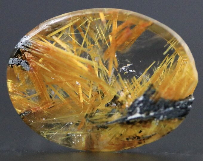 Fine Gold Rutile Star & Hematite Rutilated Quartz Gemstone Cabochon ...