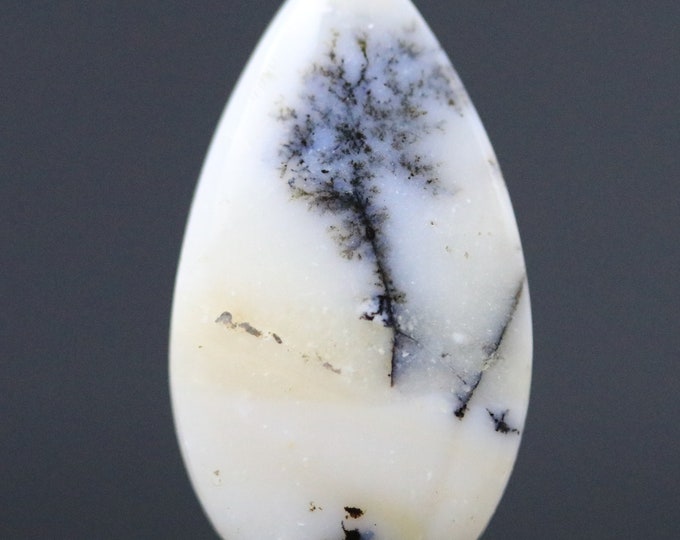 Dendritic Opal Merlinite Natural Flat Back Gemstone White and Black ...