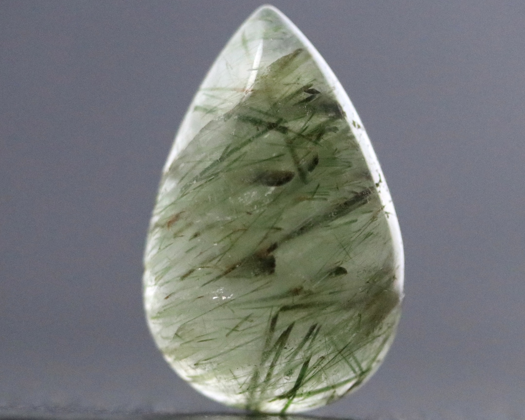 Green Rutilated Quartz Green Epidote Rutiles Flat Back Teardrop Setting ...