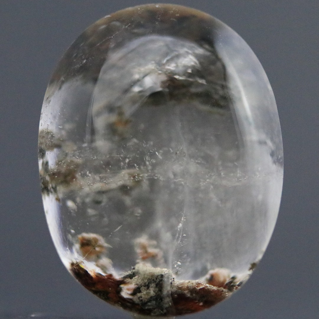 Green Chlorite & Red Lodolite Quartz Oval Scenic Gemstone With Healing ...