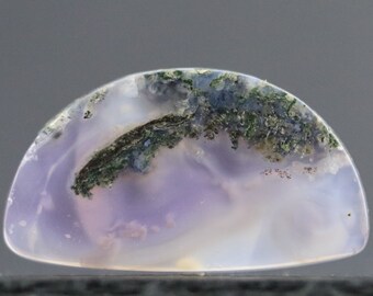 Purple Moss Agate Cabochon, Teardrop Gemstone, Lavender Dendritic Agate ...