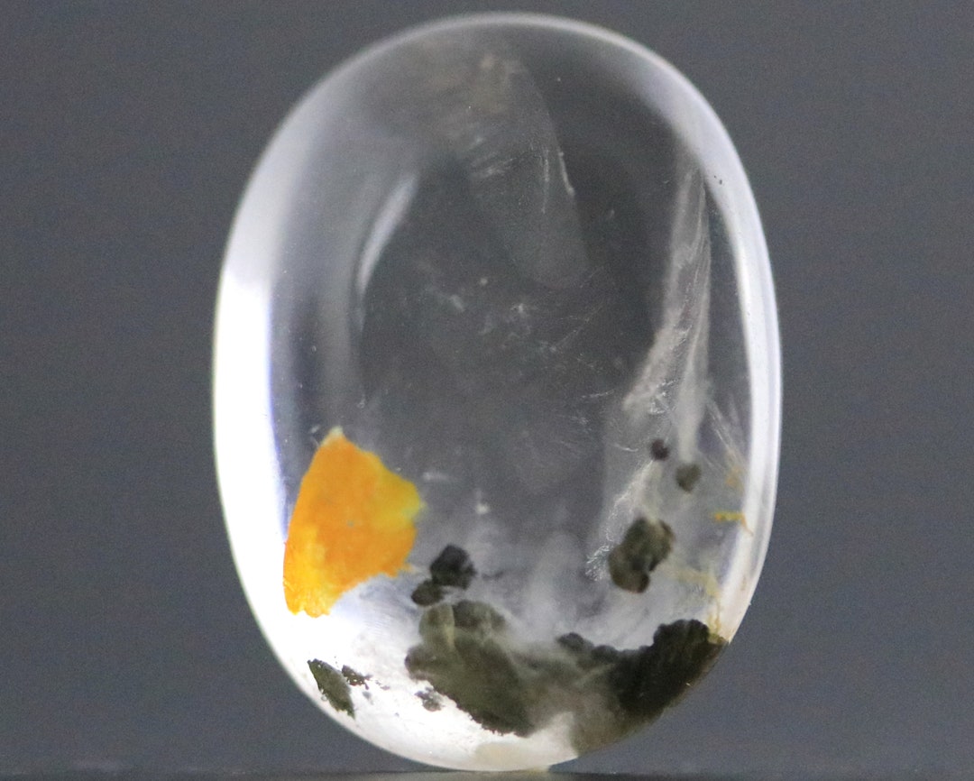Golden Hematoid and Mica Included Quartz Stone Oval Cabochon Hand Cut ...
