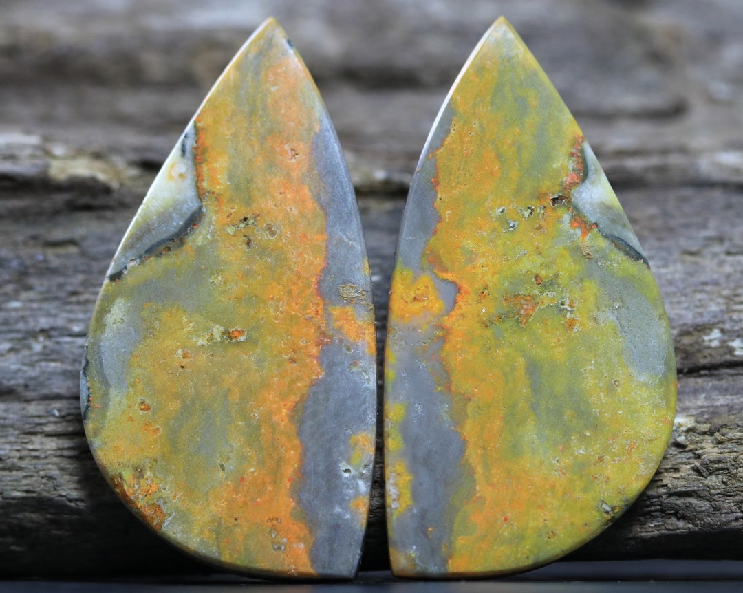 Bumblebee Agate Gemstone Pair Matching Cabochons - Etsy