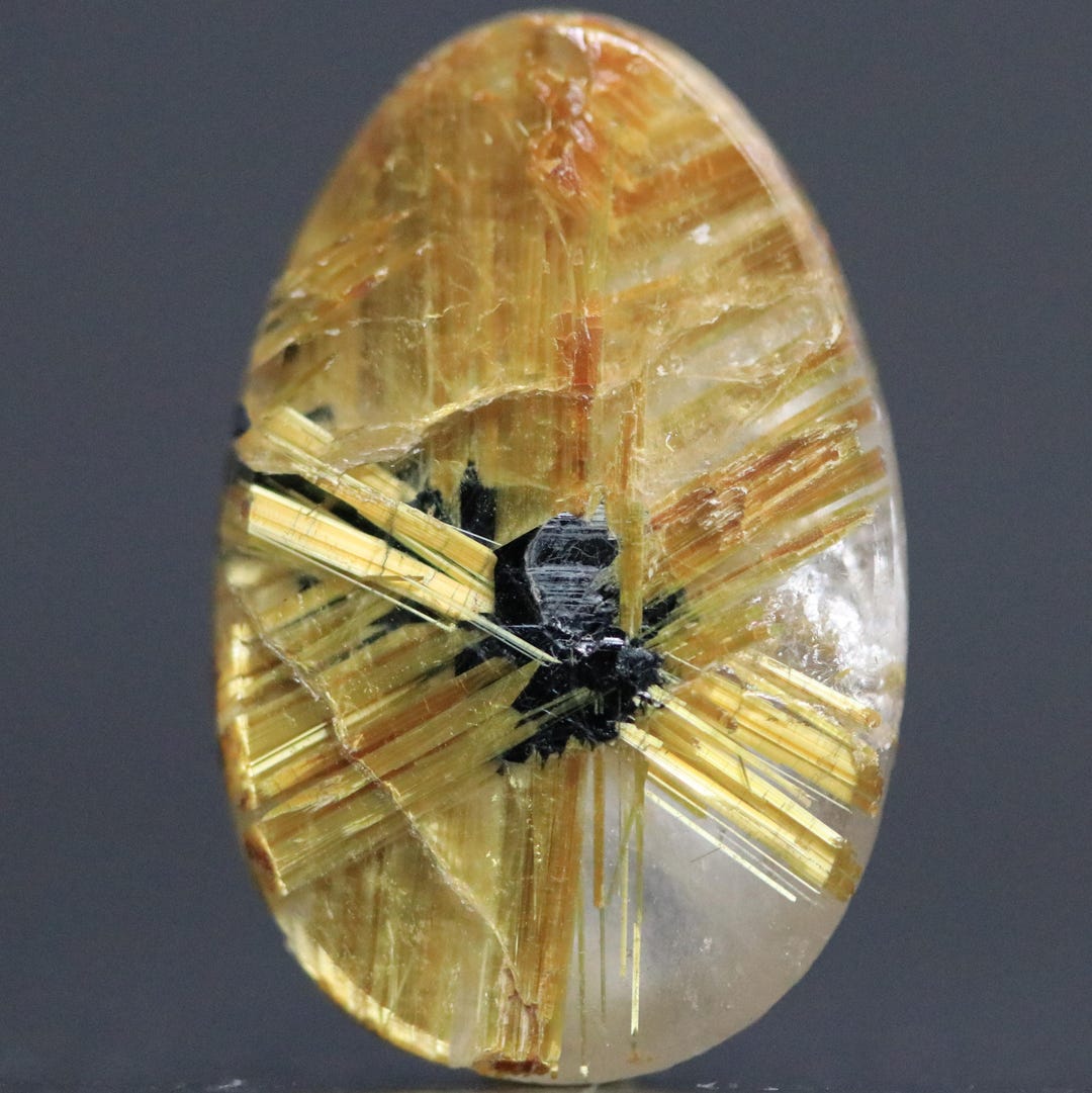 Gold Star Rutilated Quartz & Hematite Gemstone - Etsy