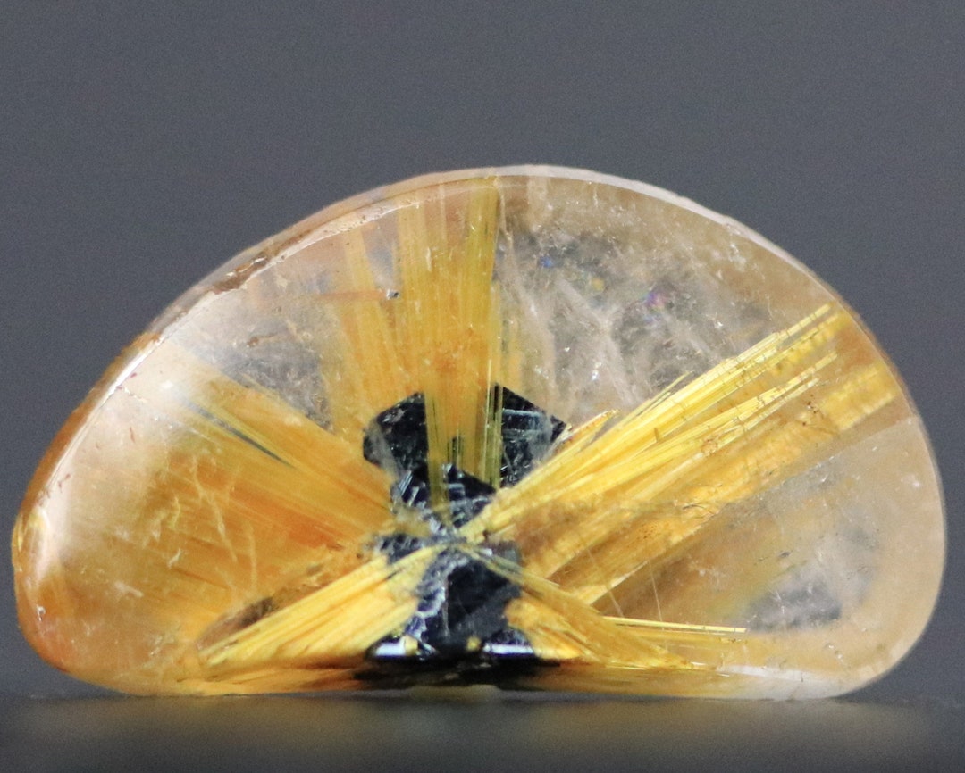 Full Gold Star Rutilated Quartz Gemstone Cabochon Rare Rutile Specimen ...