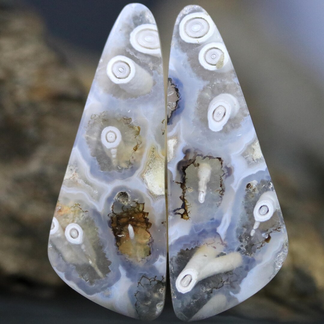 White Tube Agate Pair Natural DIY Earring and Jewelry Designing Stone ...