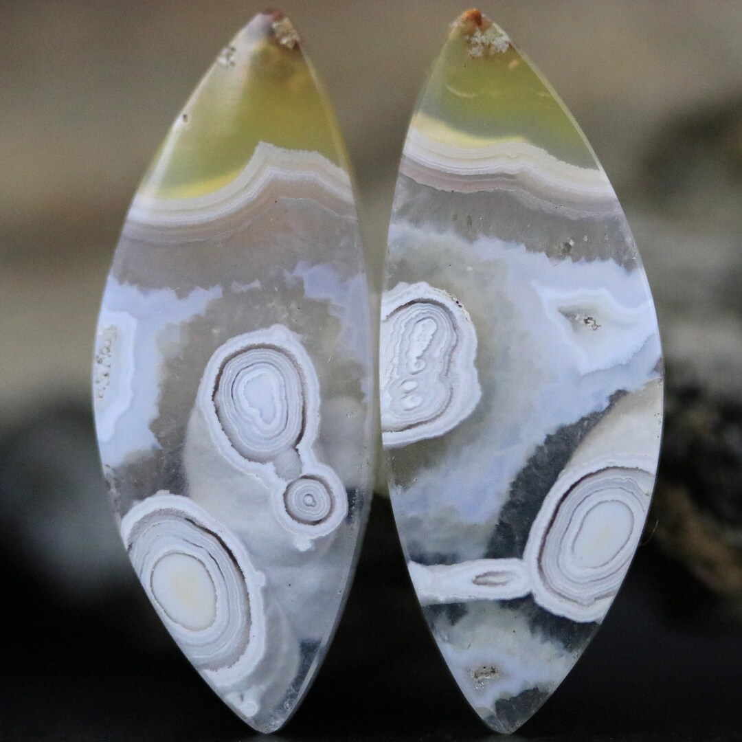 Tubular Agate Pair Matching Gemstone Set With Quartz and Chalcedony ...