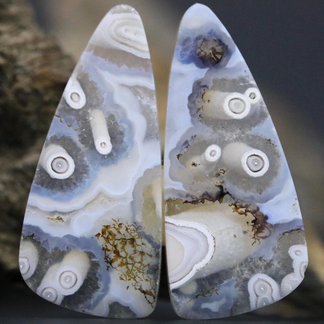 Agate Duet: Tube Gemstones, Matching Pair, 34mm - Etsy