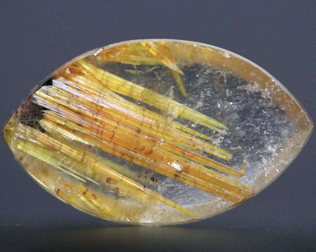 Golden Rutile Quartz Navette • Sunbeam Needle Spray • 11 Ct Leaf Focal ...