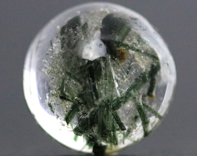 Green Rutile Quartz Included Stone Cabochon Round Bezel Setting and ...