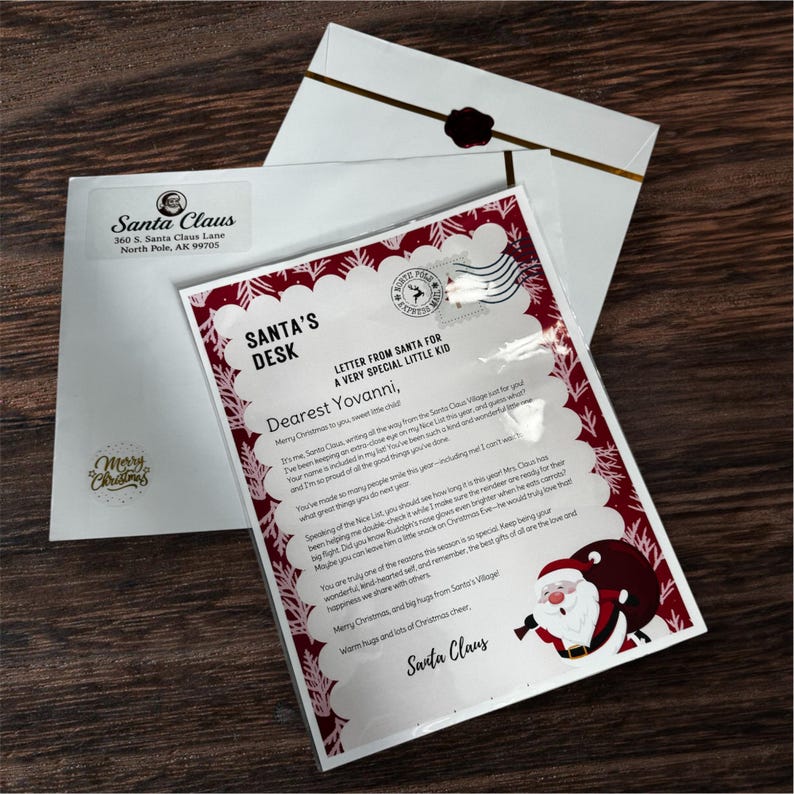 Personalized Santa Letter • Christmas Keepsake (digital Download or ...