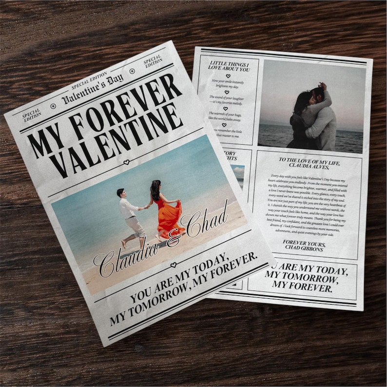 Vintage Valentine's Day Card Printable, Editable Newspaper Design ...